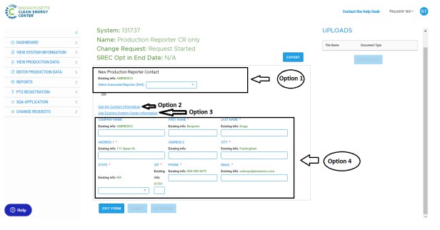 Change Request: Production Reporter – MassCEC